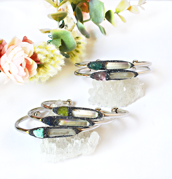 Customized Angel Aura Quartz and Birthstone Bracelet - Lea Spirit